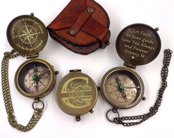 Personalized Brass Compass Anniversary Gifts for Men Brass Compass ...