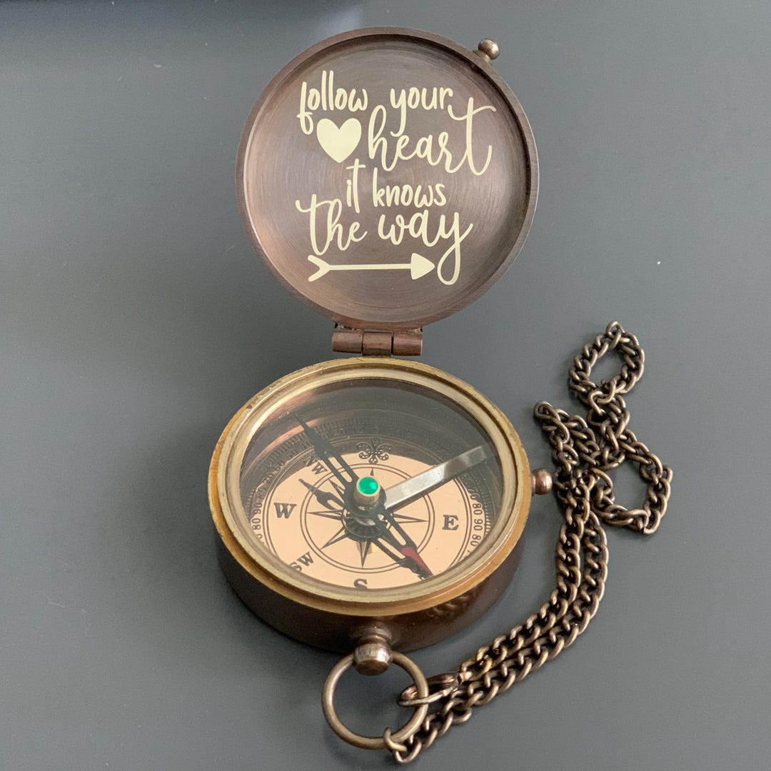 Personalized Engraved Brass Compass – Custom Gift for Him, Anniversary ...