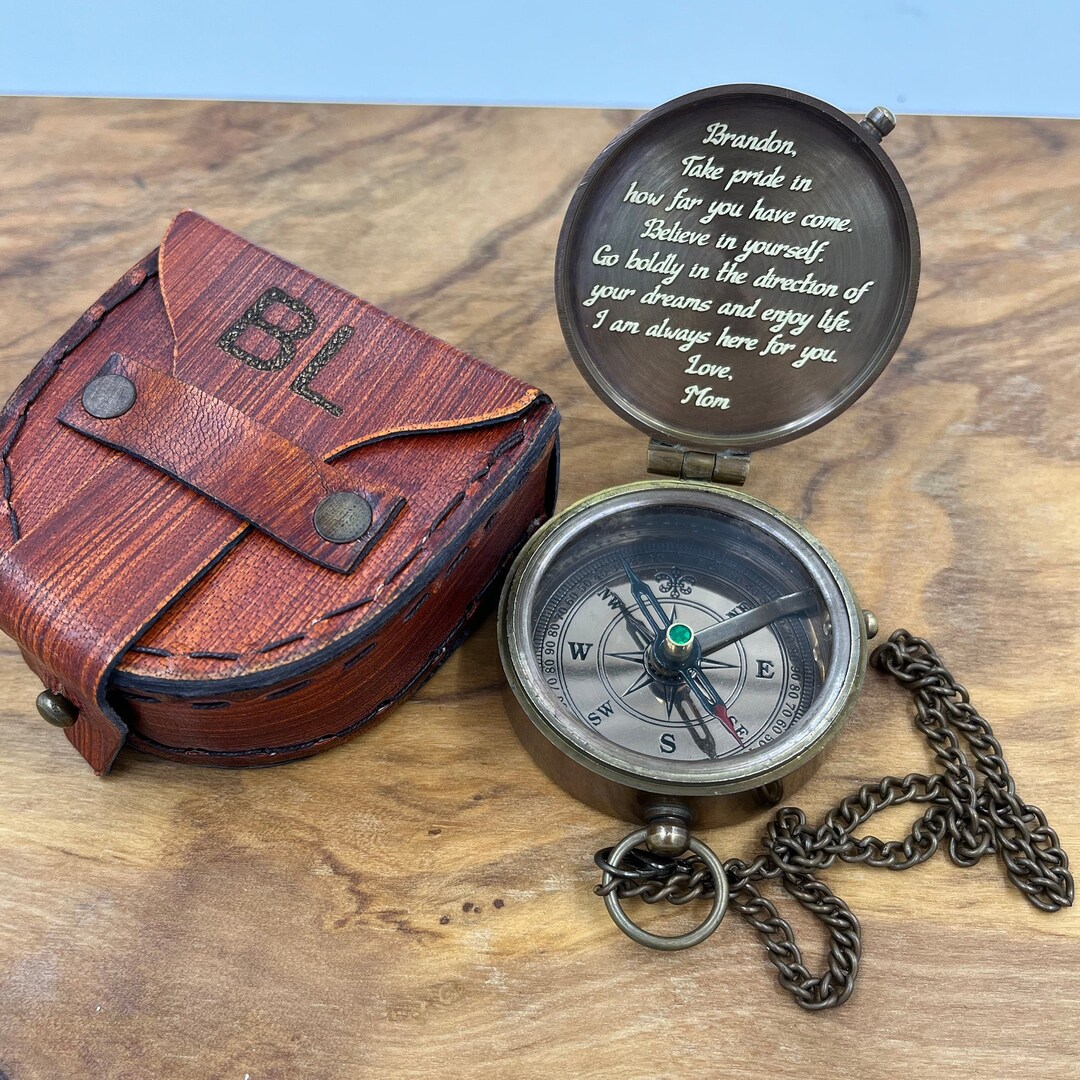 Personalized Brass Compass Anniversary Gifts for Men Brass Compass ...