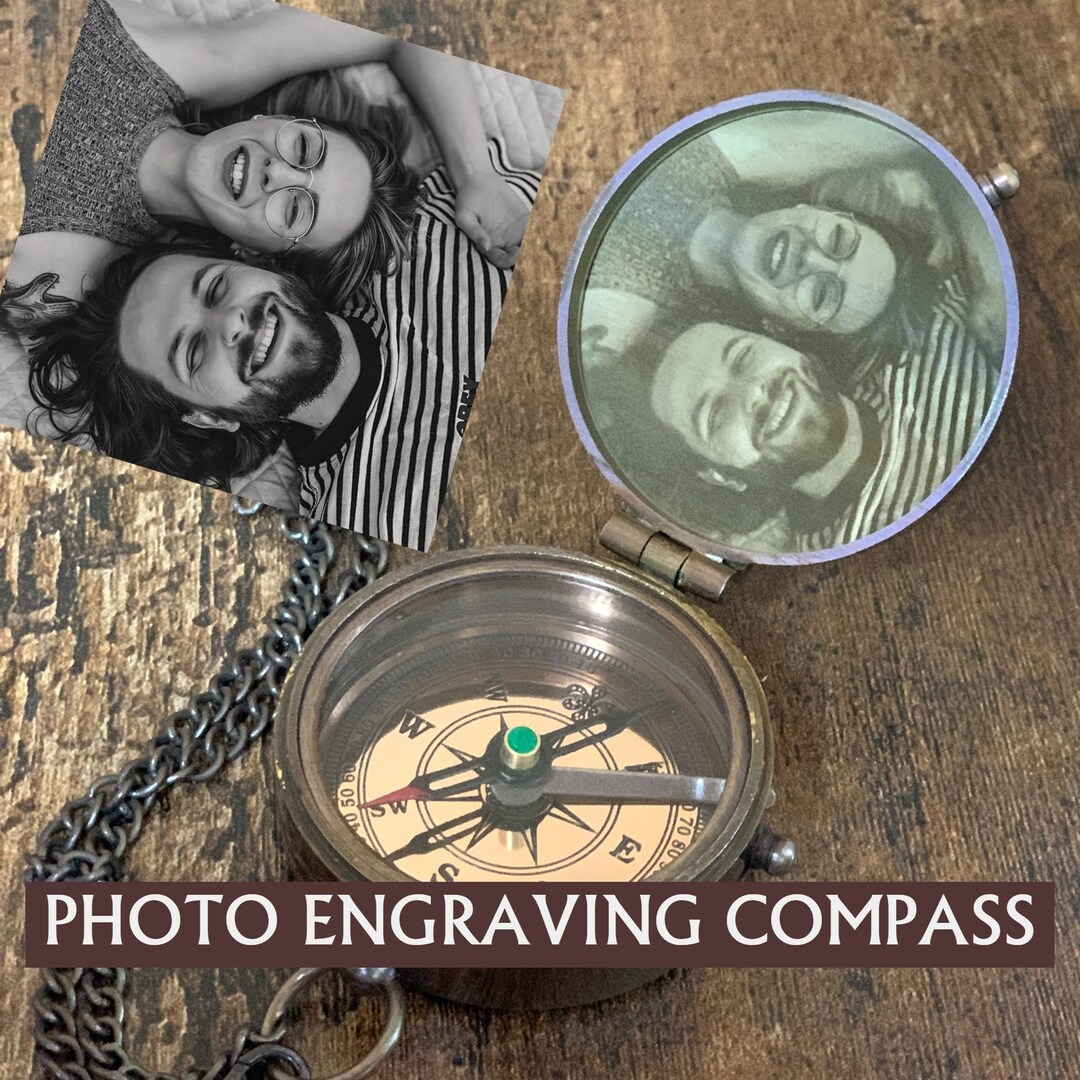 Photo Engraving Compass, Sympathy Gifts, Loss of Father, Engraved ...
