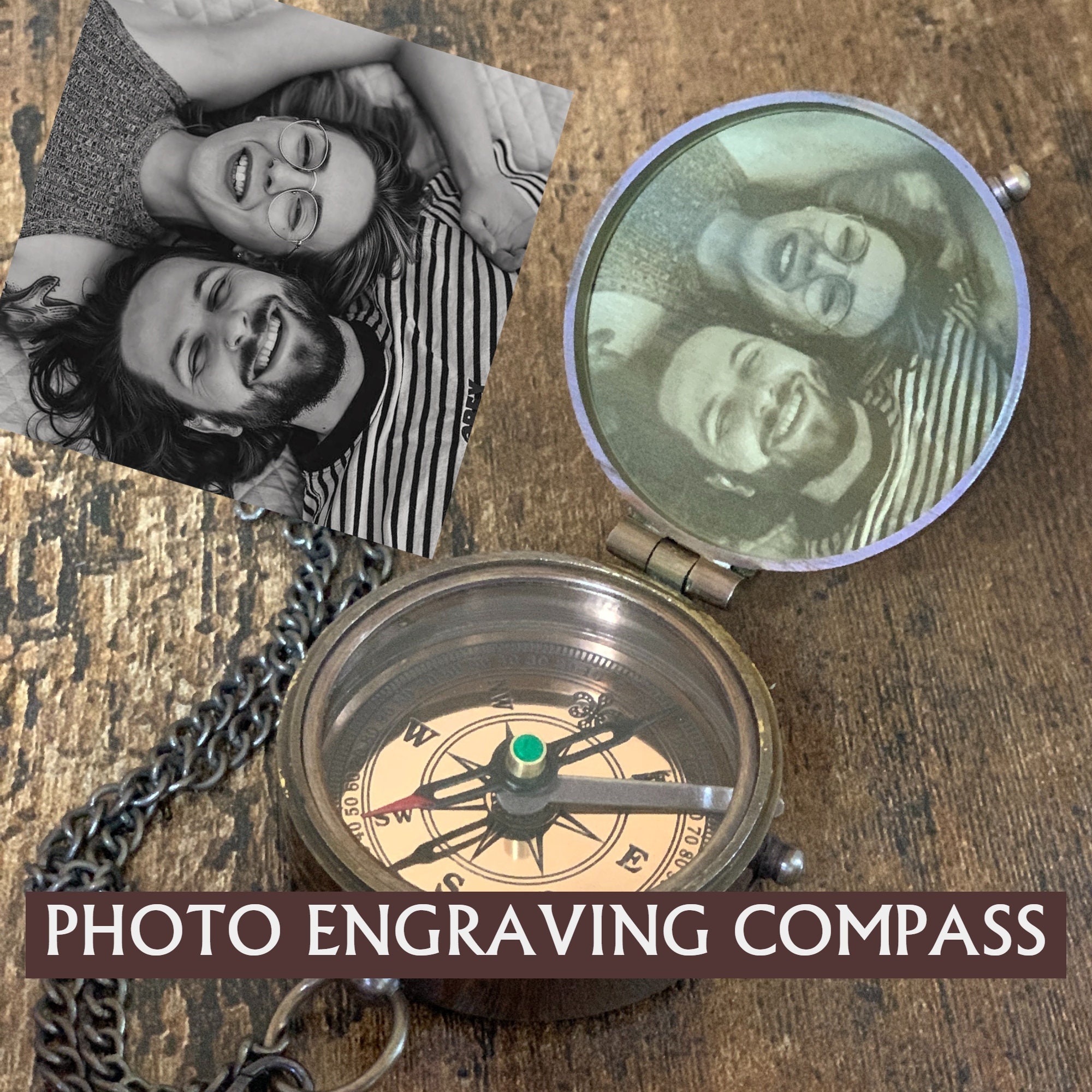 Photo Engraving Compass, Sympathy Gifts, Loss of Father, Engraved ...