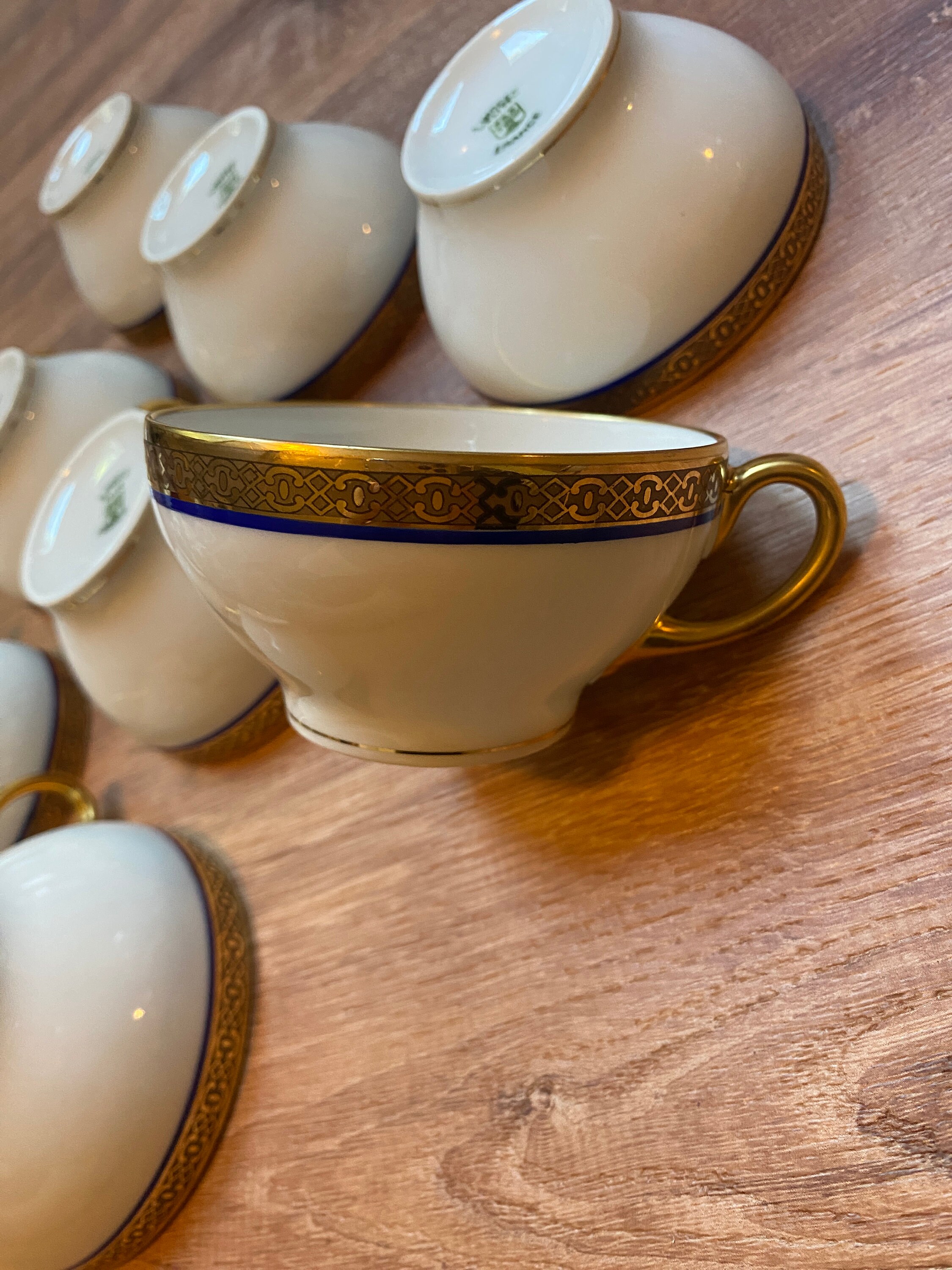 Limoges Elite Works Tea Cup Set: Gold Cobalt Blue China, Cream & Sugar ...