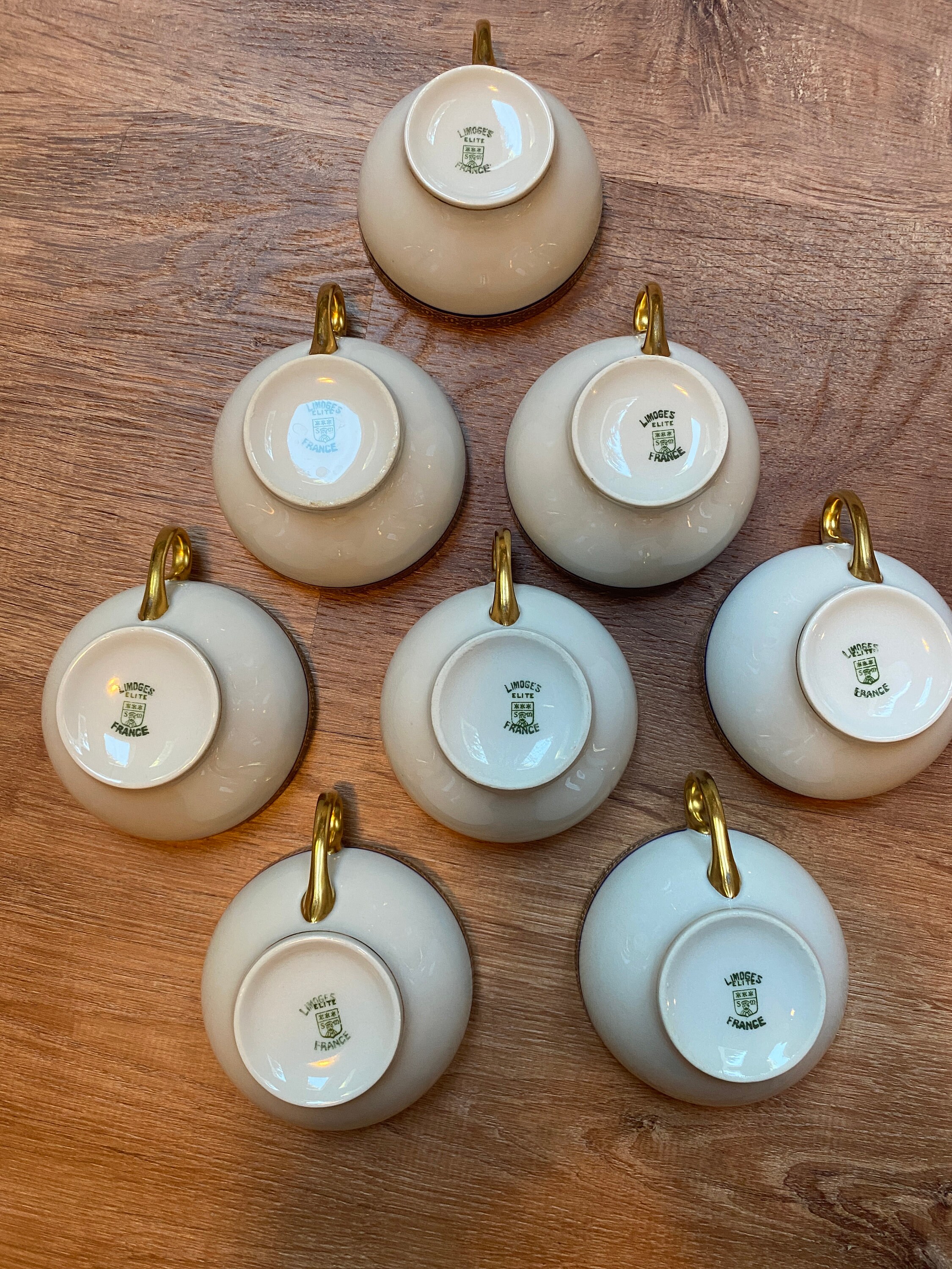 Limoges Elite Works Tea Cup Set: Gold Cobalt Blue China, Cream & Sugar ...
