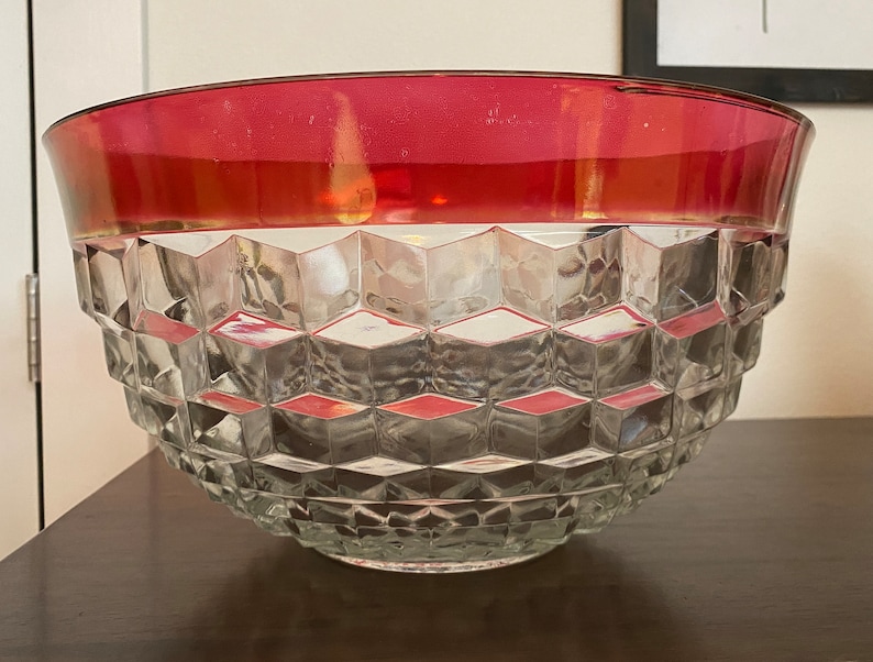 Retro Punch Bowl Set // Whitehall Ruby Flash // Punch Bowl and 12 ...