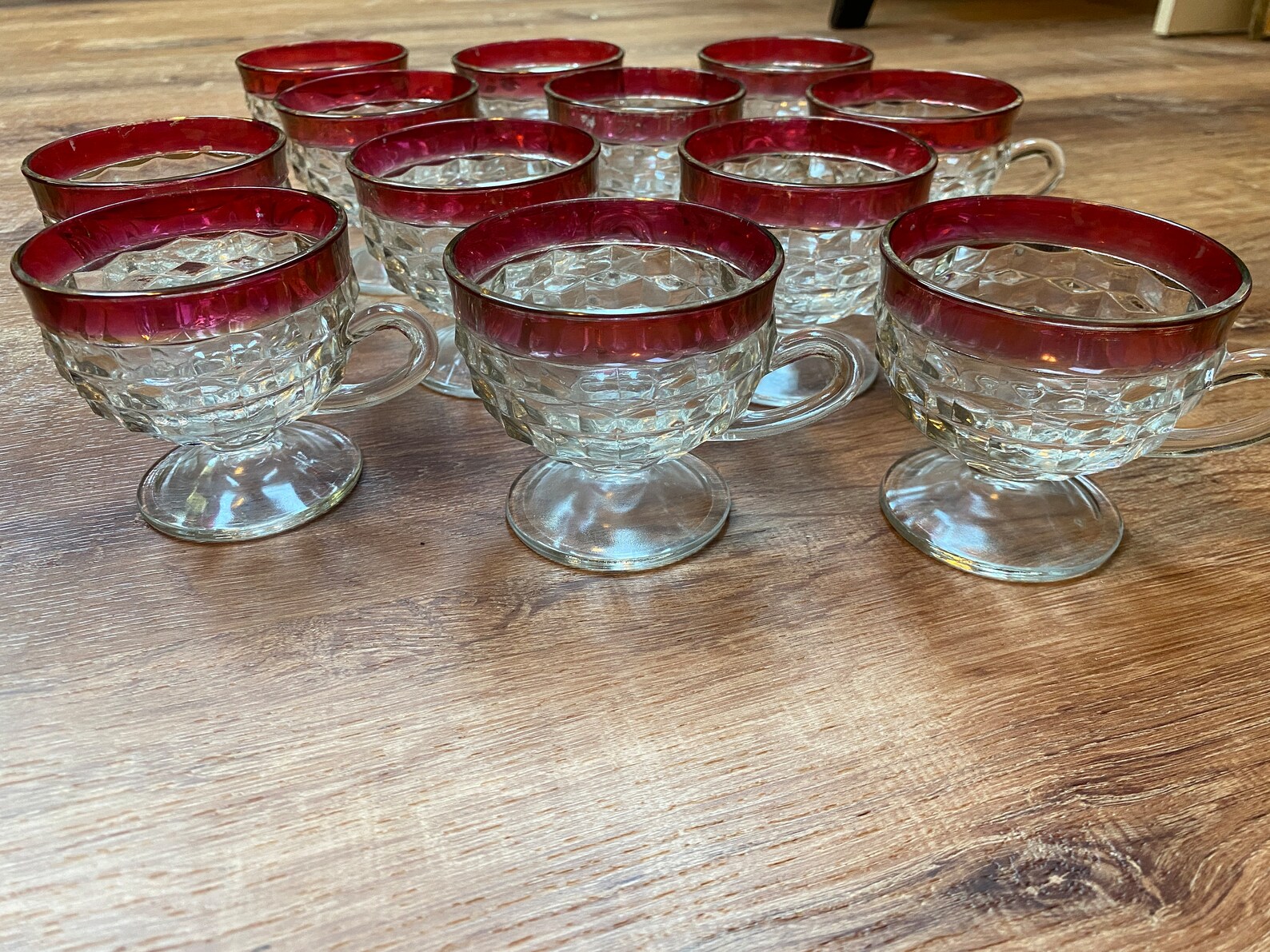 Retro Punch Bowl Set // Whitehall Ruby Flash // Punch Bowl and 12 ...
