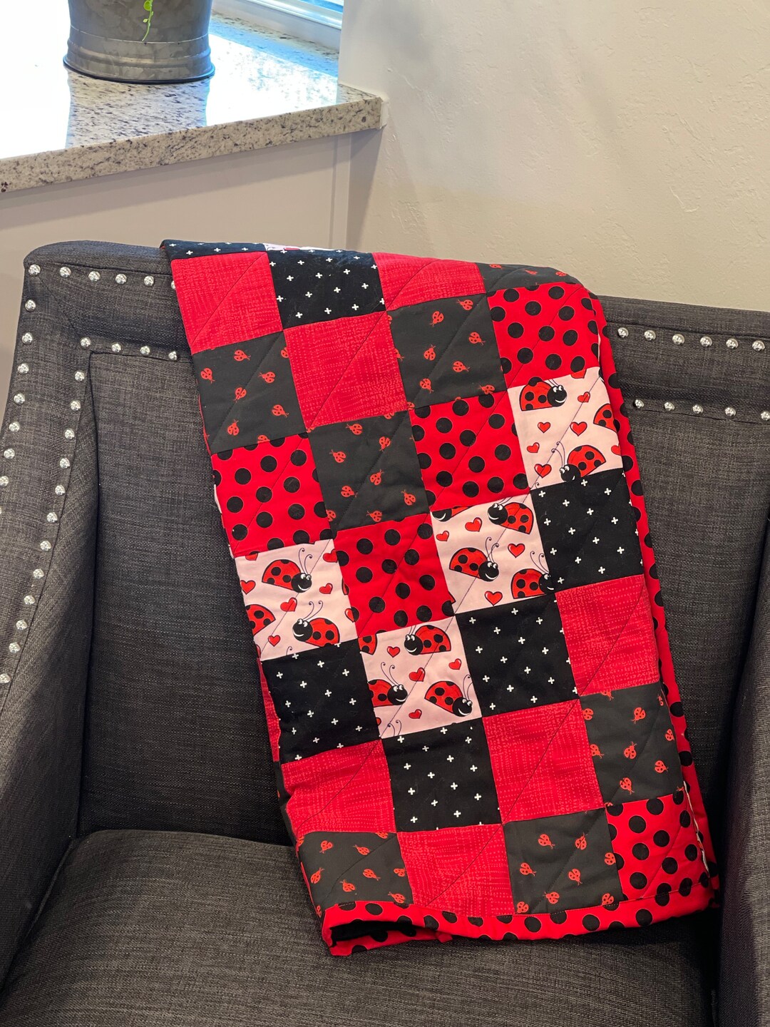 The “lovebug” Ladybug Quilt Crib Baby Quilt READY TO SHIP!! - Etsy