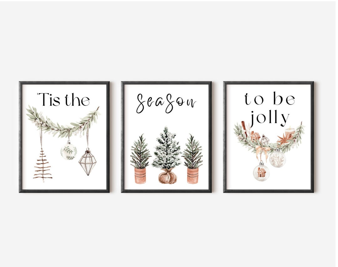 Christmas Print Set of 3, 'tis the Season to Be Jolly, Farmhouse ...