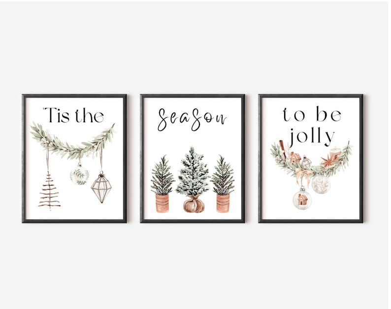 Christmas Print Set of 3, 'tis the Season to Be Jolly, Farmhouse ...