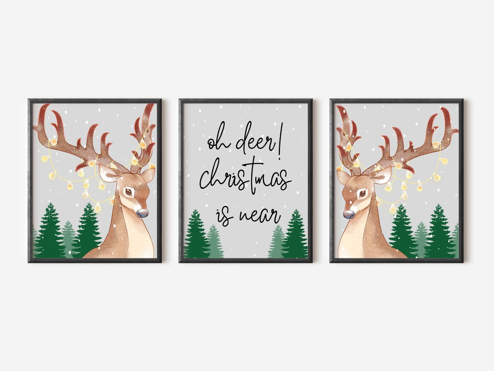 Christmas Print Set of 3, Christmas Wall Art, Printable Christmas Wall ...