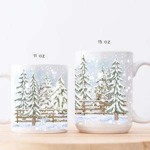 Winter Scene Mug, Pine Tree Scenic Coffee Mug, Christmas Bird Mug ...