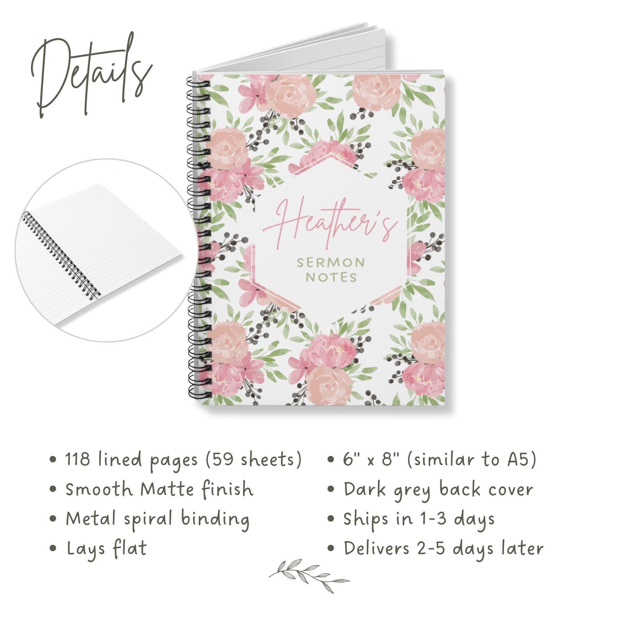 Church Notes Journal, Sermon Notebook, Church Notebook, Sermon Note ...