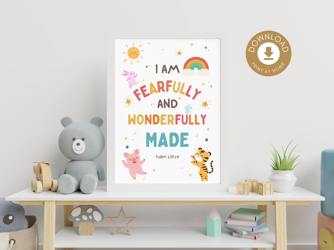 Fearfully and Wonderfully Made Wall Art, Psalm 139:14 Printable ...