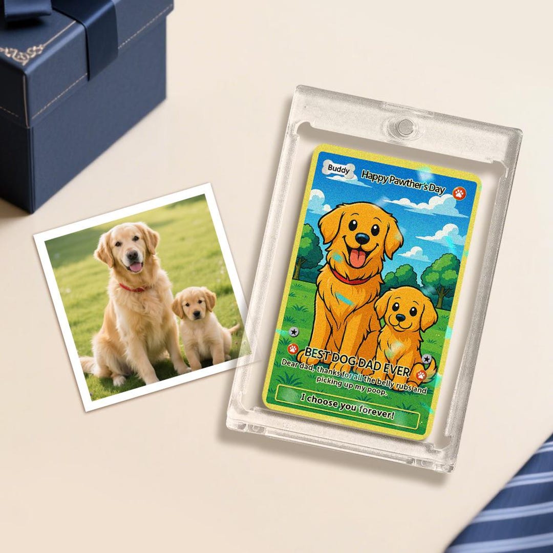 Personalized Pet Poke Card | Custom Photo to Art | Gift for Dog Dad ...