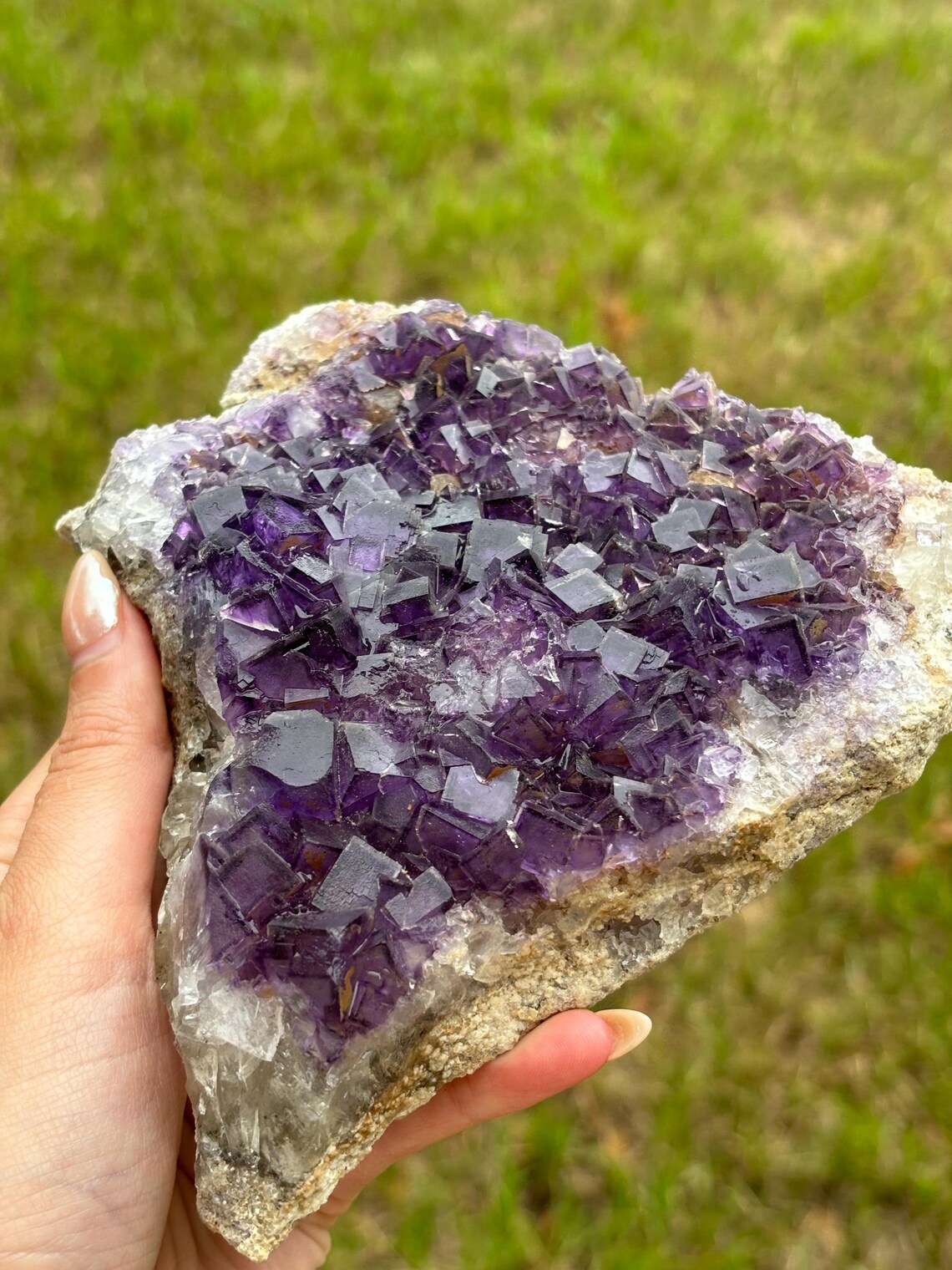 Dark Purple Cubic Fluorite Crystal With Smoky Quartz, Mexico - Etsy