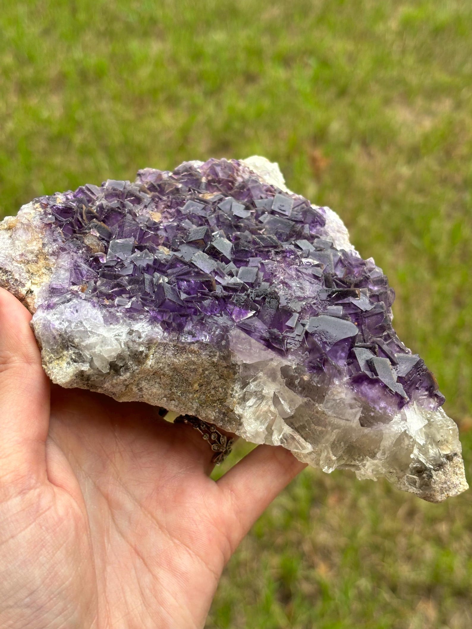 Matrix CUBIC Fluorite Dark Purple Crystal Natural Mineral From Mexico ...