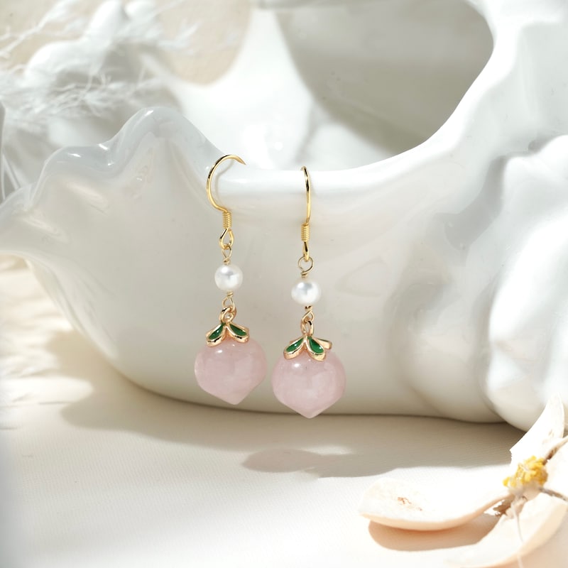 Peach Pearl Earring Real - Etsy UK