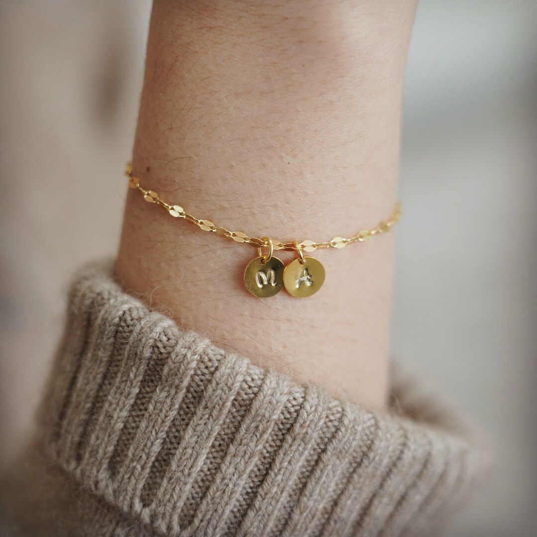 Sterling Silver Alphabet Initial Letter Bracelet, S925 Name Zodiac ...