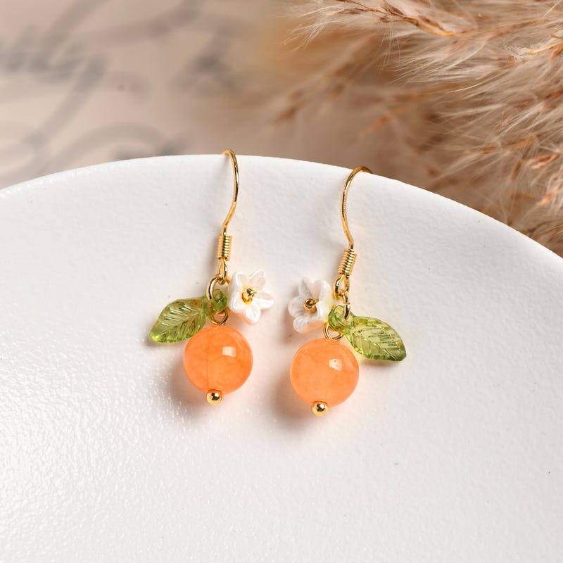 Earrings Drop Tangerine - Etsy