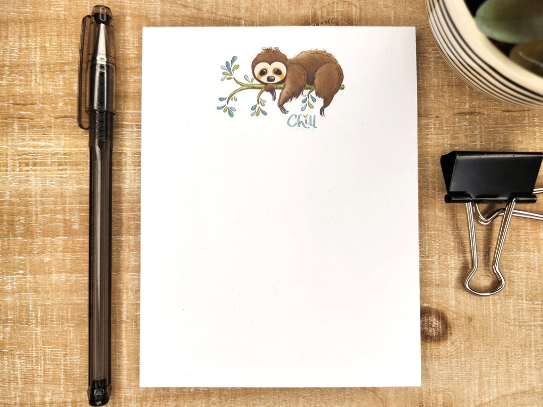 Sloth Notepad| Chill Sloth| Cute Notepad| Sloth Lover Gift| Stocking Stuffer| Sugarcane Paper - Etsy