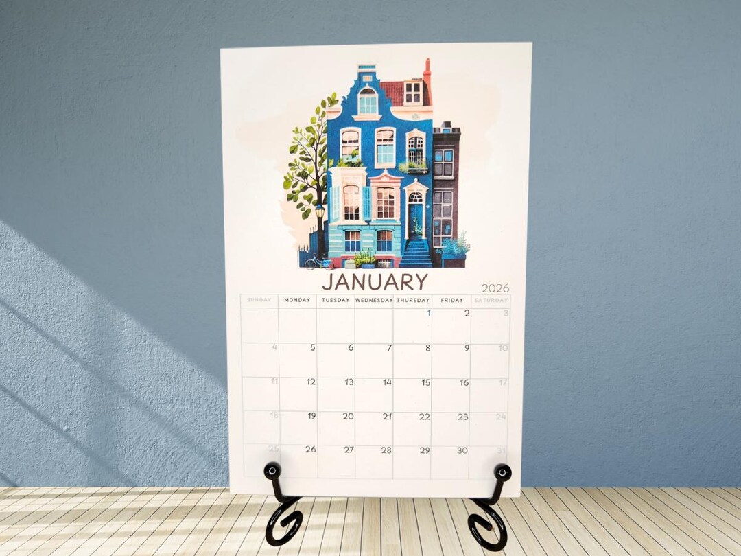 Whimsical and Vibrant Amsterdam Streets- Mini Desk Calendar| Mini Desk ...