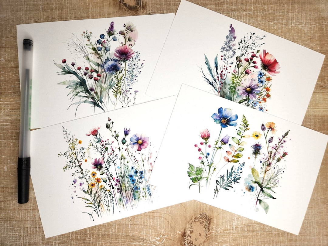 Watercolor Stationery Card Set| Floral Watercolor| Flower Stationery ...