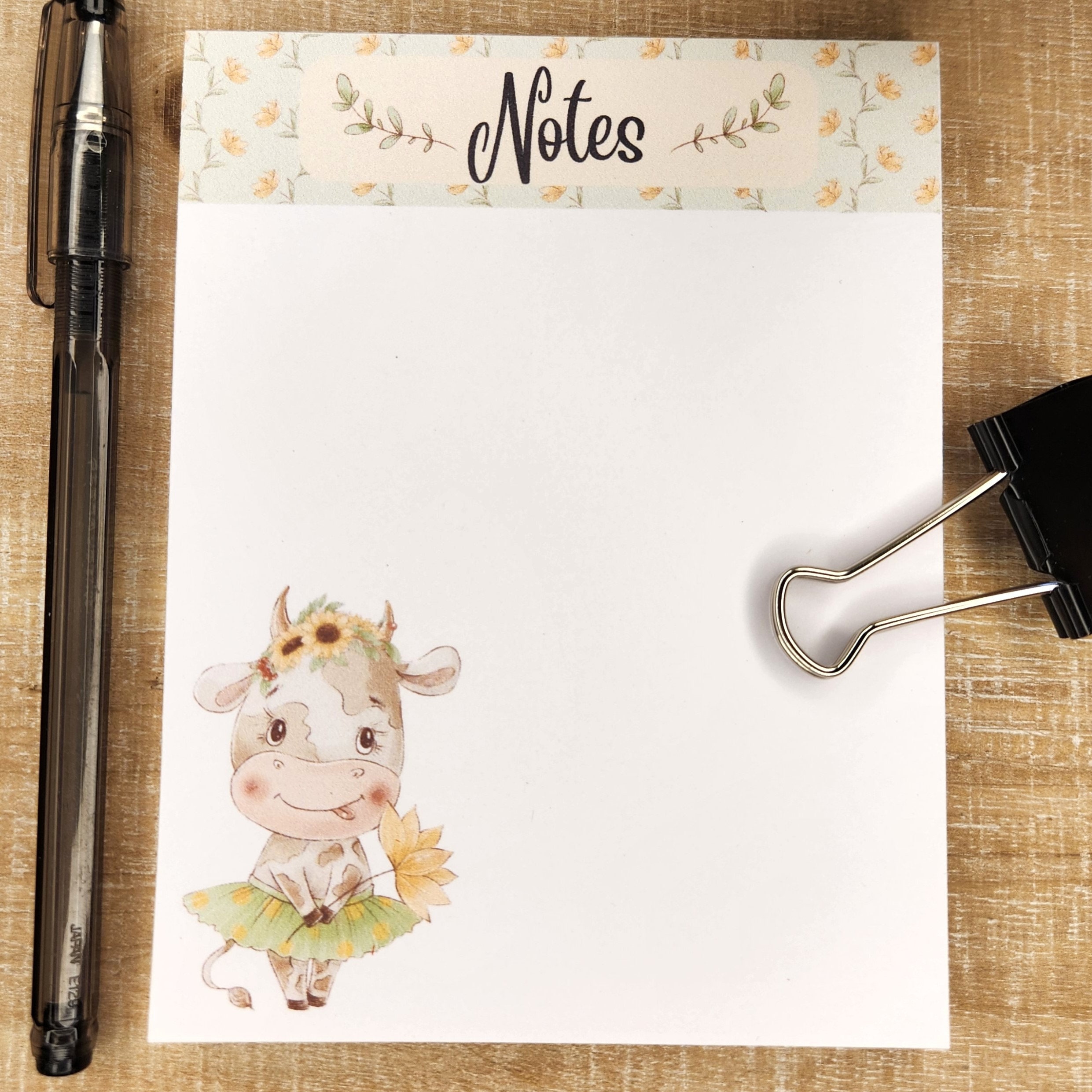 Cartoon Cow With Flowers: Notepad Cute Cows Notes Notepad - Etsy