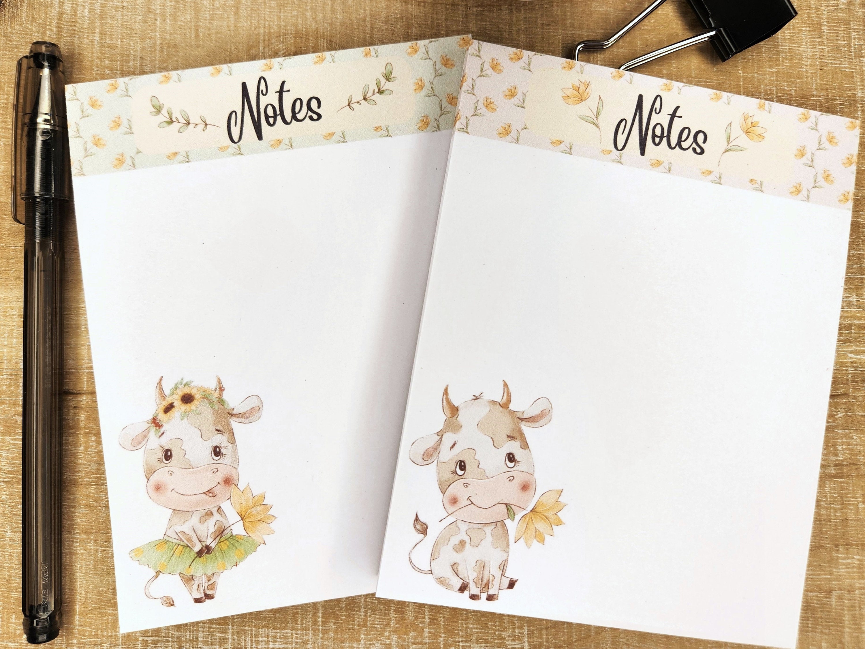 Cartoon Cow With Flowers: Notepad| Cute Cows| Notes Notepad| Eco ...