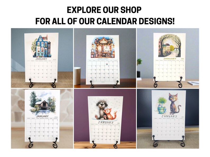 Dog Mini Desk Calendar| Watercolor Style Dog Calendar| 4"x6" Recycled ...