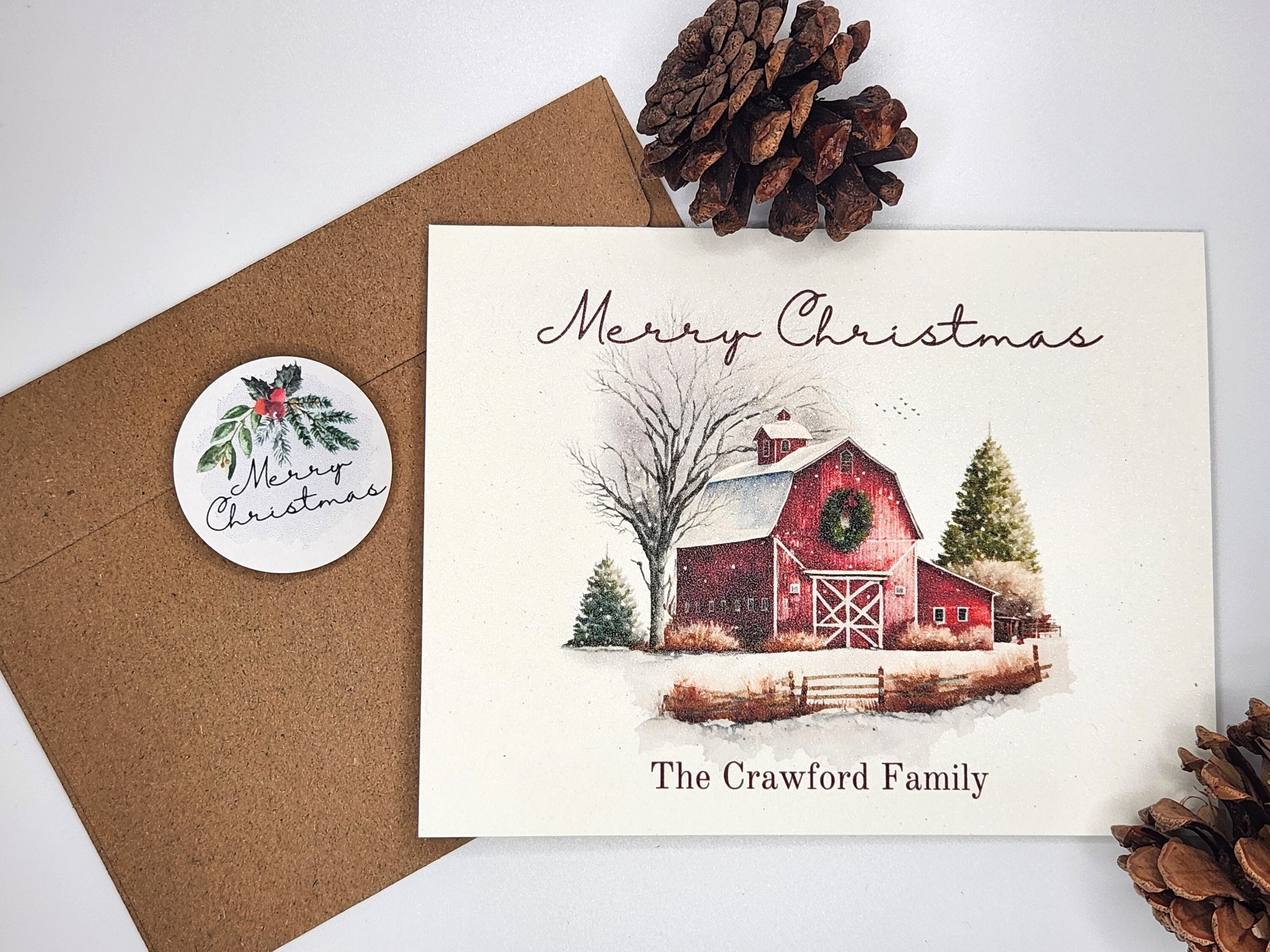 Rustic Barn Christmas Cards| Personalized Folded Christmas Cards ...