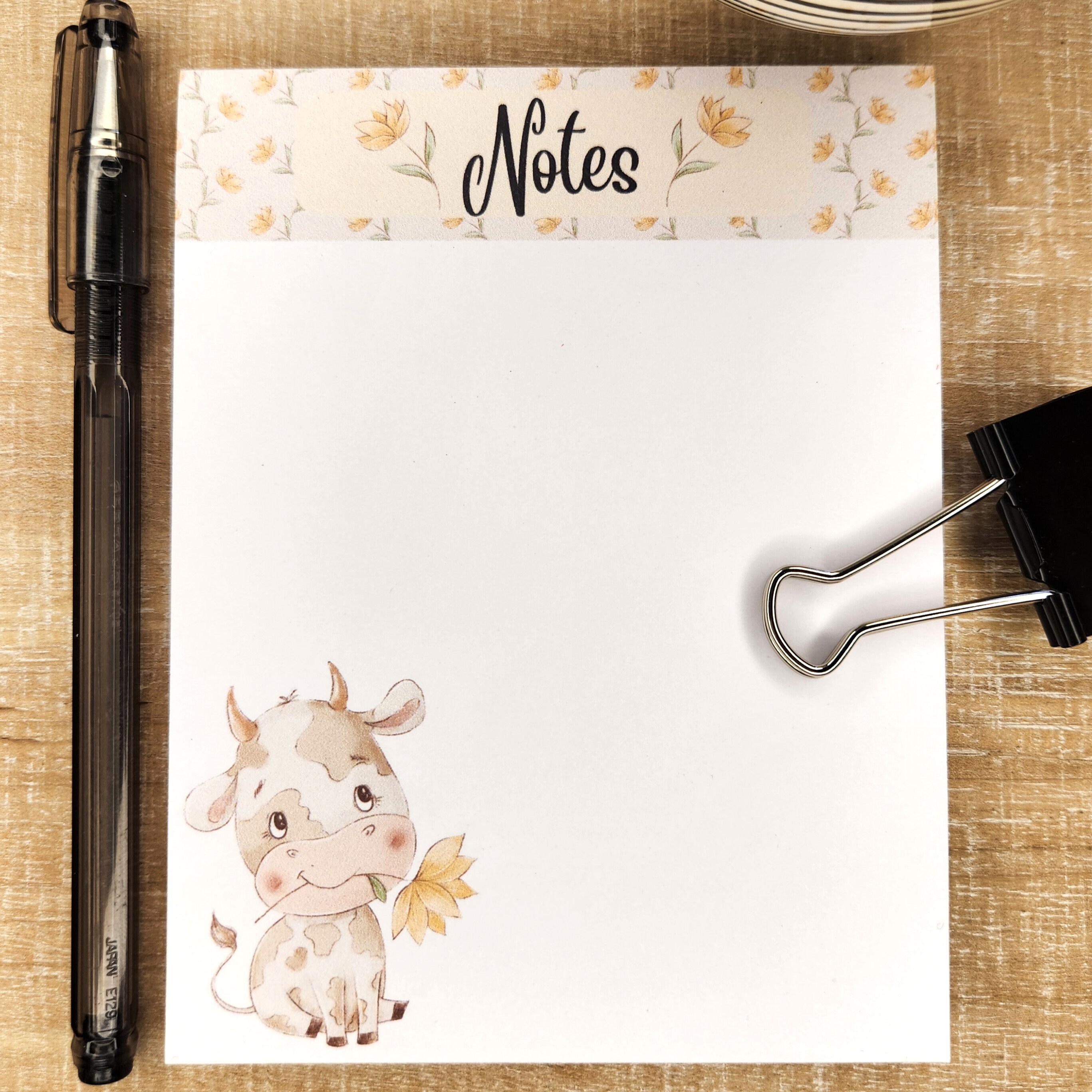 Cartoon Cow With Flowers: Notepad| Cute Cows| Notes Notepad| Eco ...