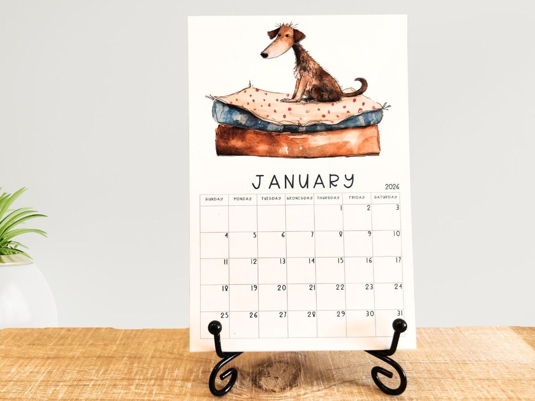Dog Mini Desk Calendar| Watercolor Style Dog Calendar| 4"x6" Recycled ...