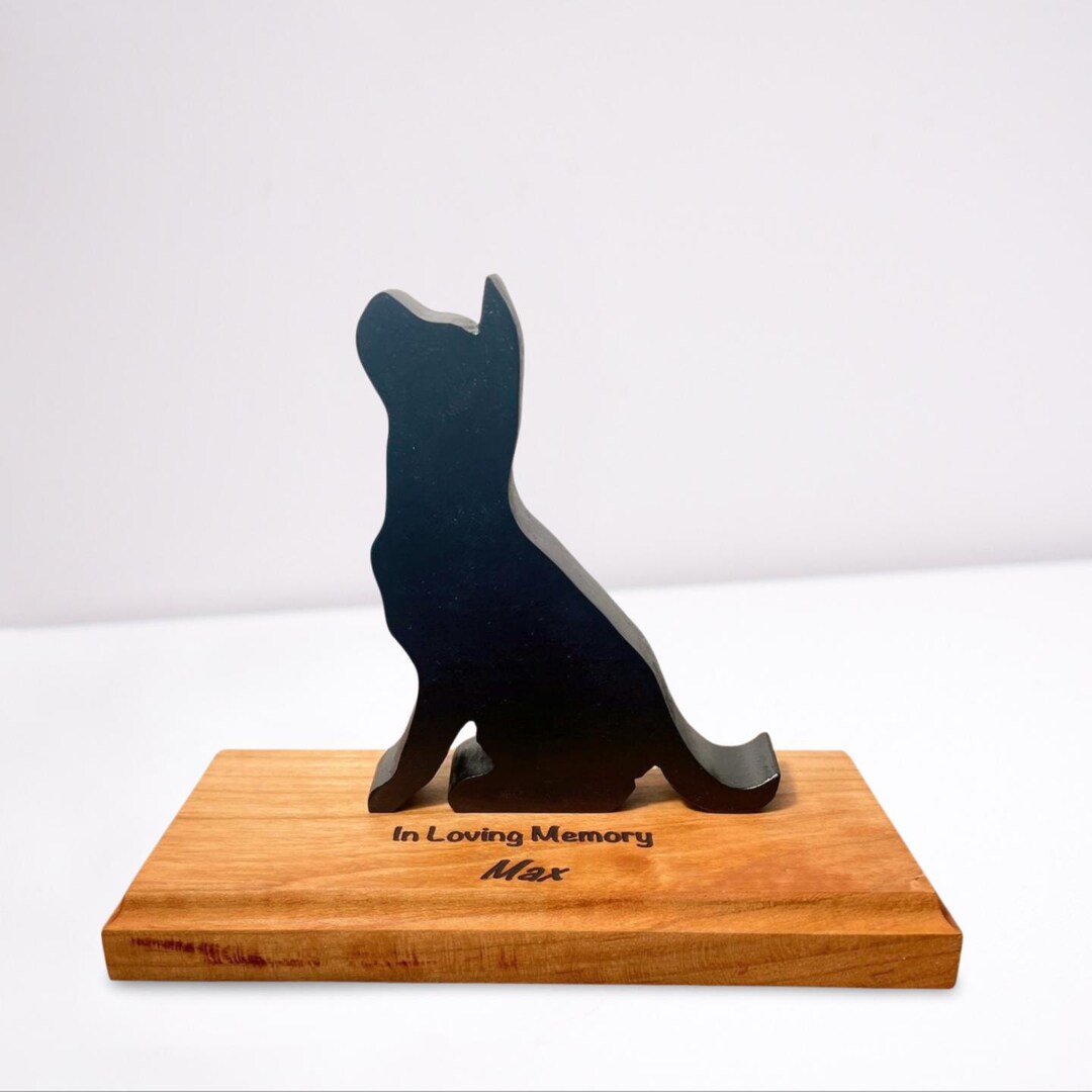 Engraved Wooden Dog Memorial Figurine, Pet Loss Gift Box - Etsy