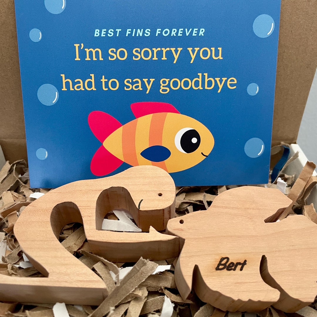 Pet Fish Gift Box, Fish Name Engraving, Sympathy Card, Goldfish, Betta ...