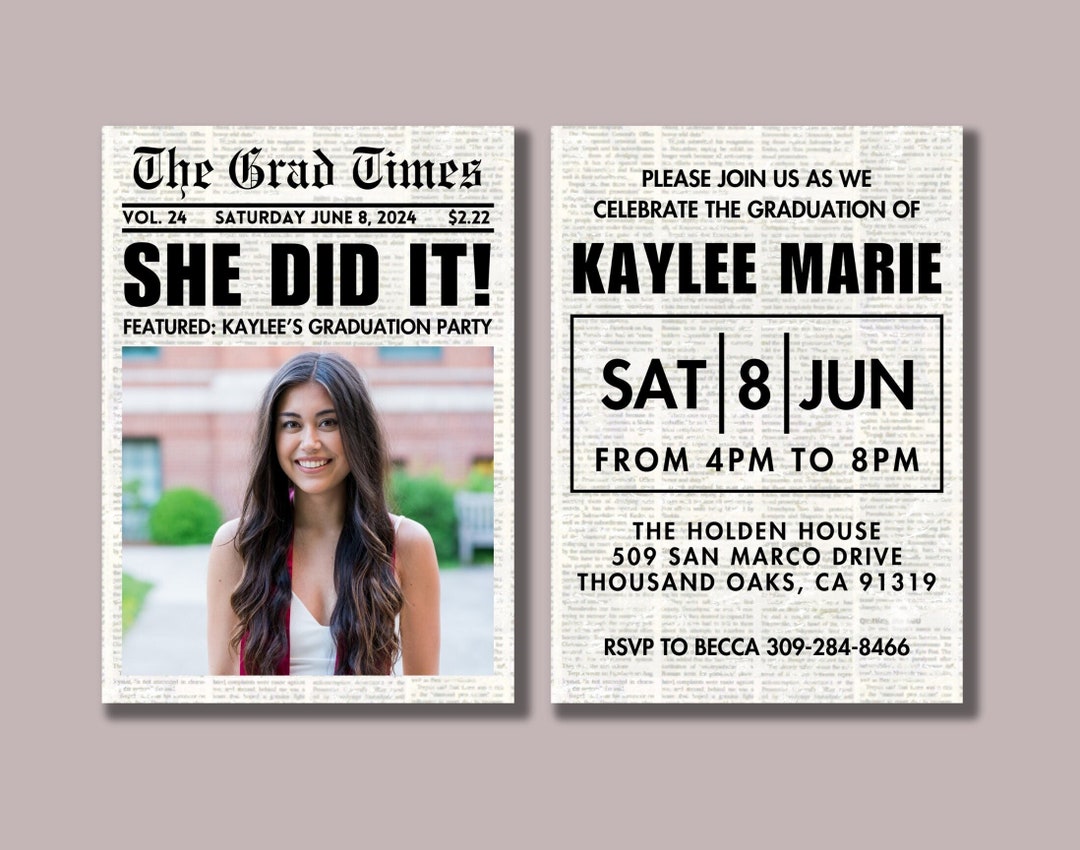 Custom Graduation Invitation Digital Download Printable grad Invite ...