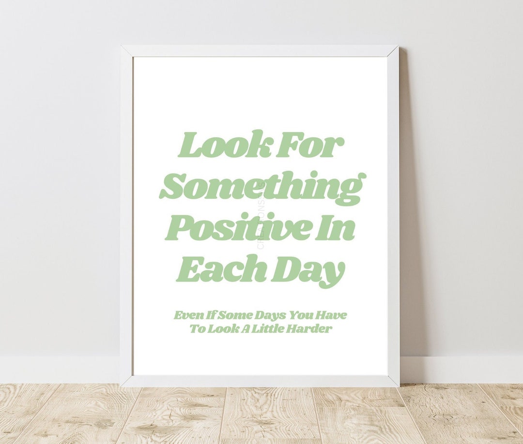Preppy Sage Green Positivity Poster Print Dorm/apartment Room Decor - Etsy