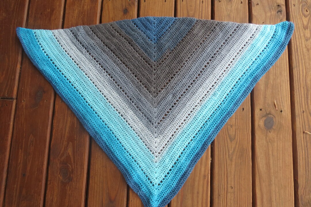 Elegant Blue and Gray Ombre Crochet Shawl - Etsy