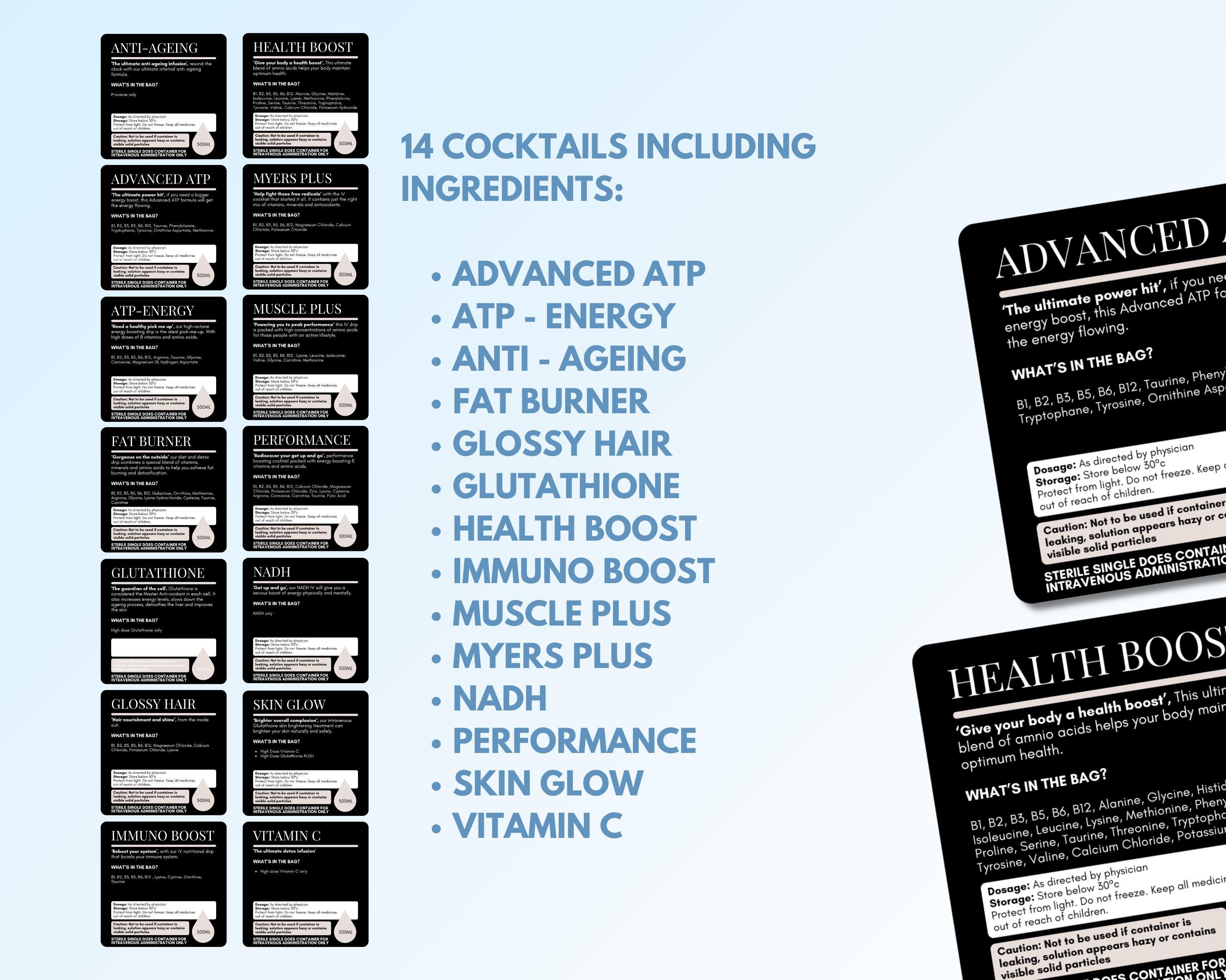 Editable IV Drip Bag Labels: Nutrient Therapy Templates (canva) - Etsy
