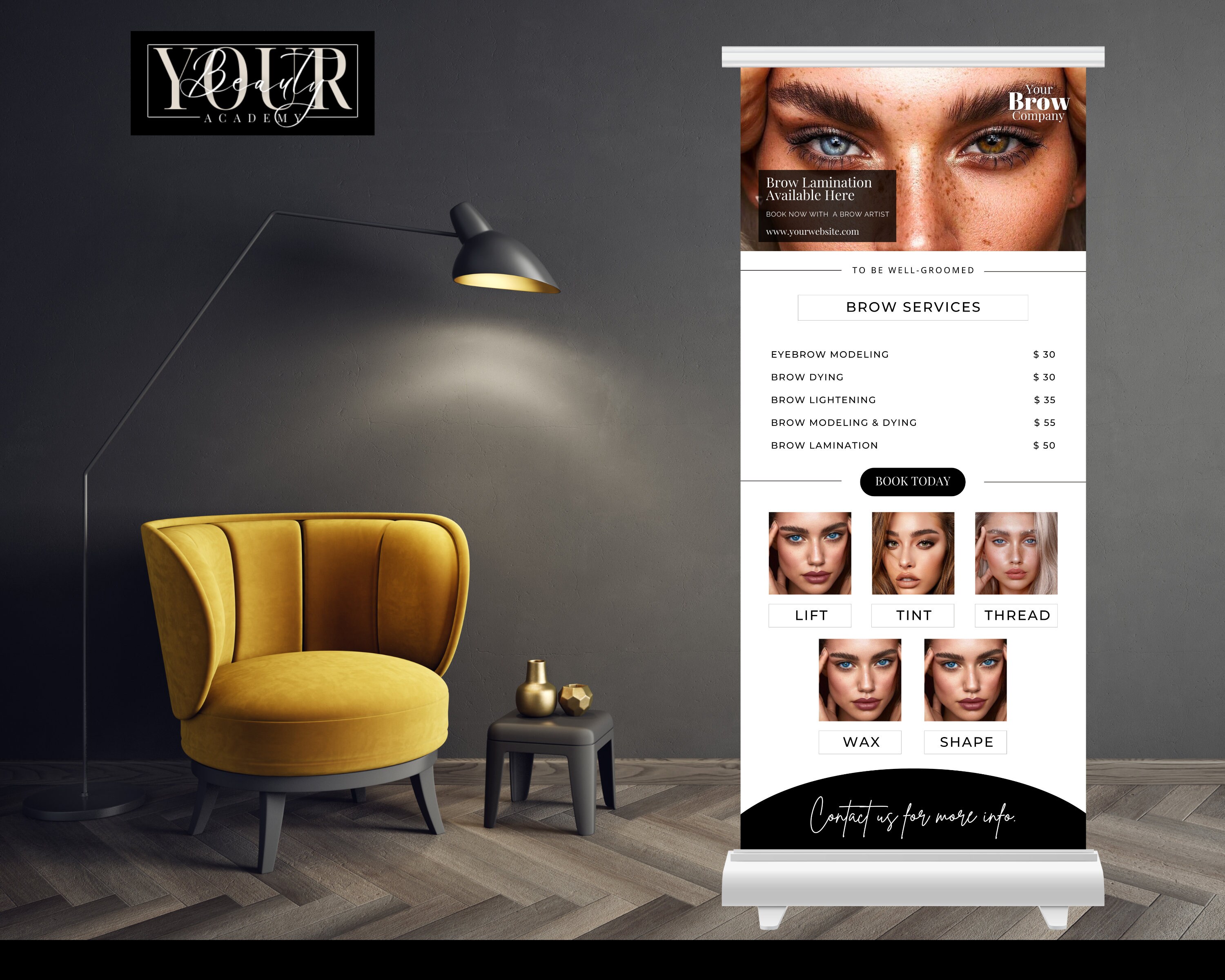 Brow Treatments Retractable Banners, Brow Lamination Banners, Brow ...