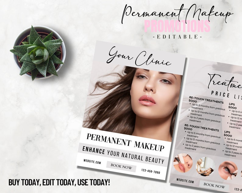 Permanent Makeup Promotion Beauty Flyers Brand Awareness - Etsy