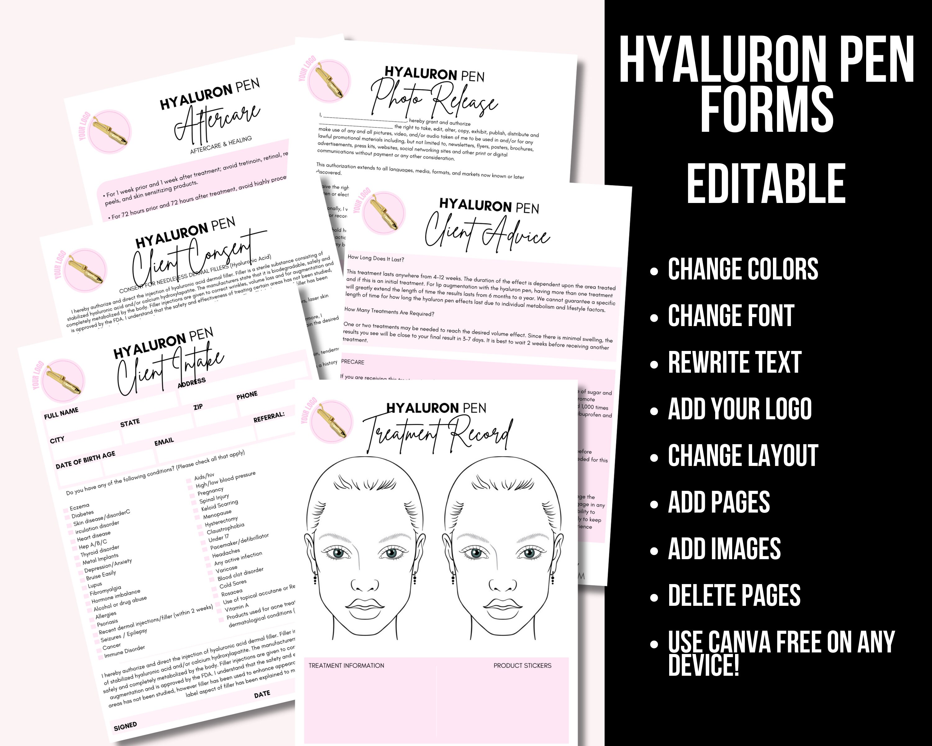 Hyaluron Pen Consent Forms, Hyaluron Pen Consultation Forms, Hyaluron ...