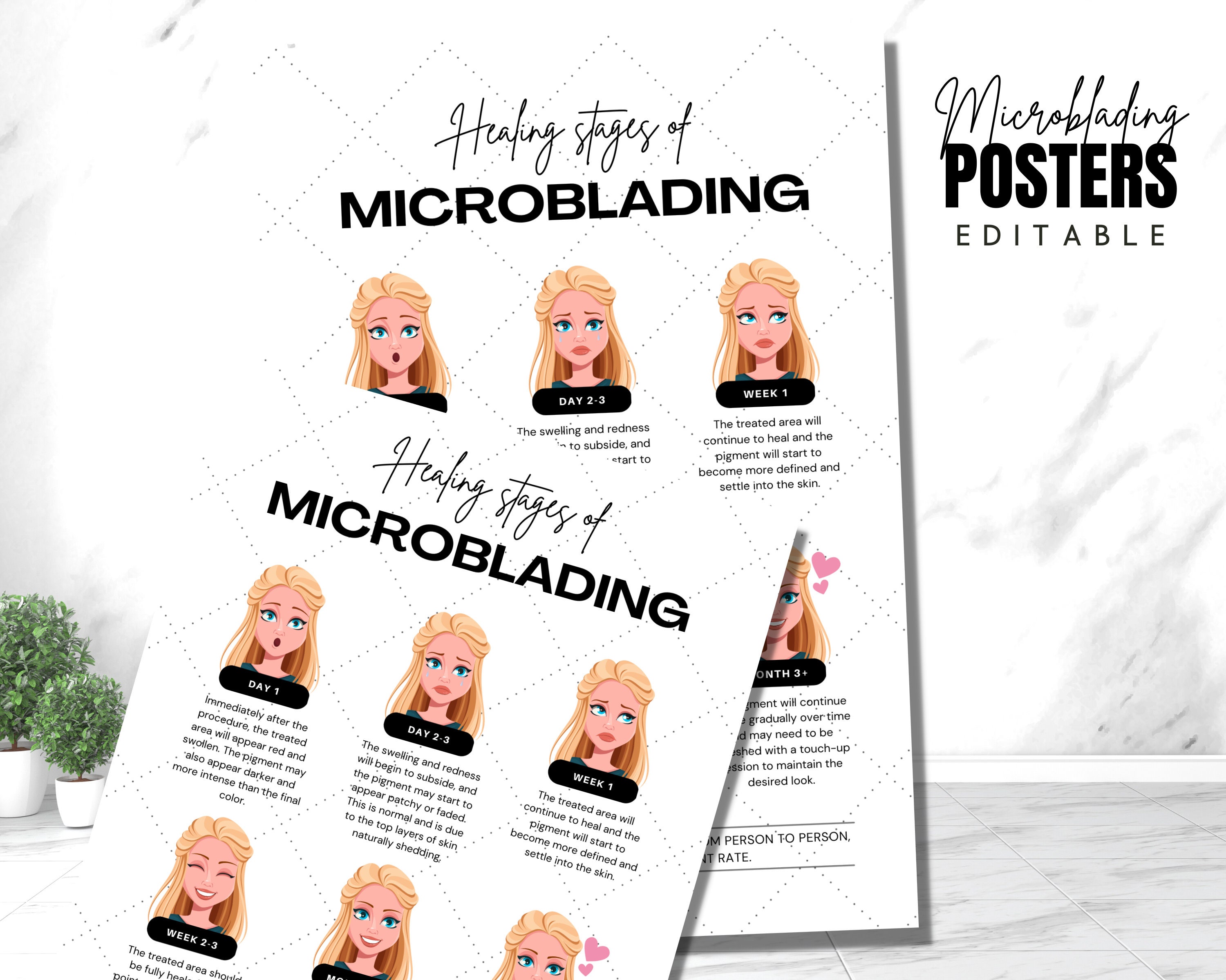 Microblading Poster, PMU Wall Art, Editable Salon Posters, A4, A2 ...