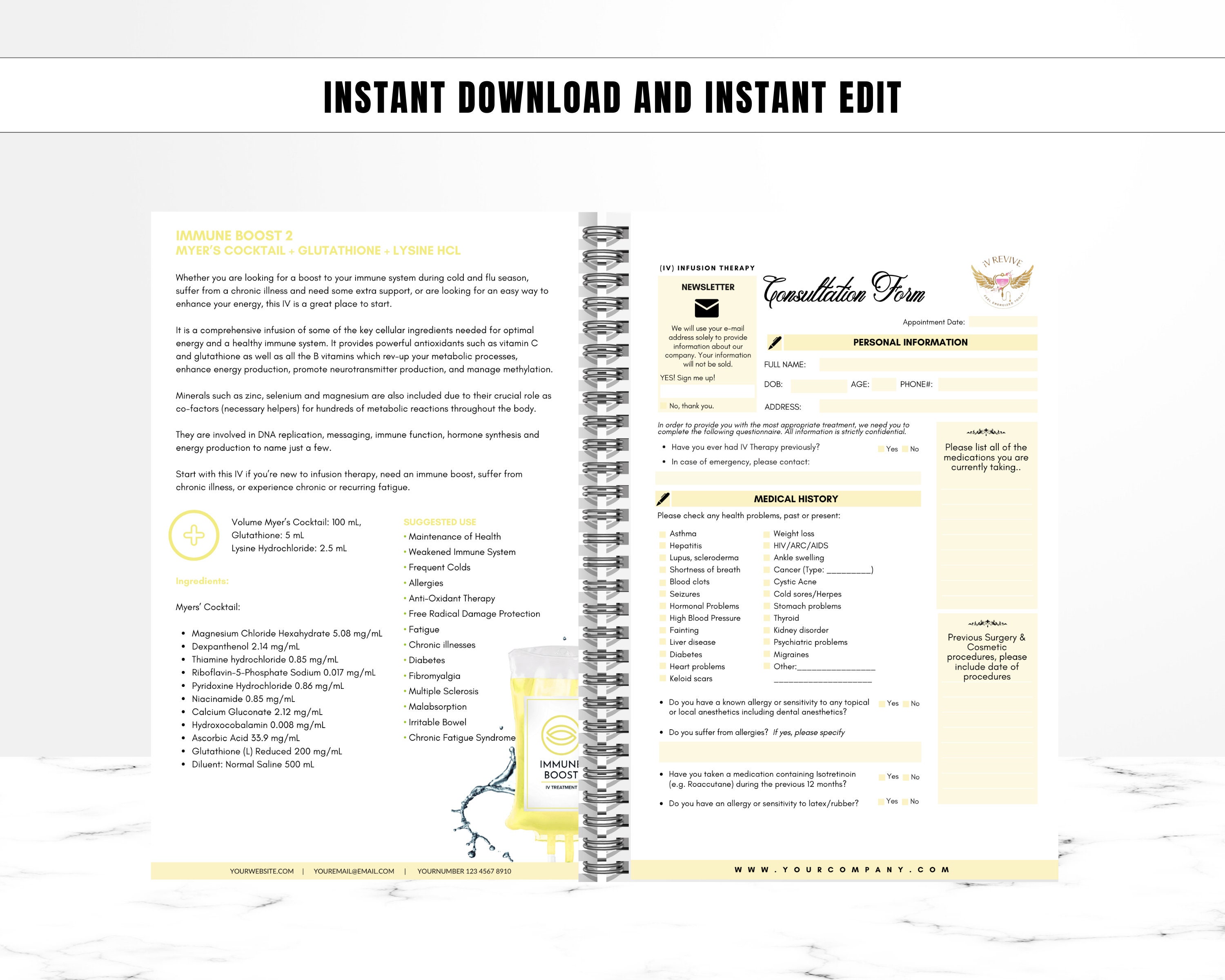 IV Vitamin Therapy Training Manual, Editable Training Guide, Nutrient ...