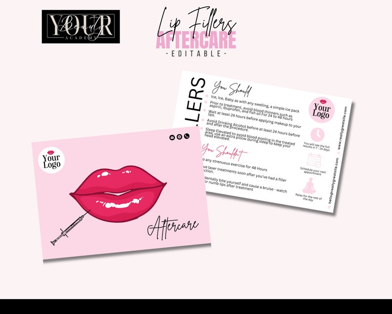 Lip Fillers Aftercare Card, Lips Design Template, Lips Enhancement ...