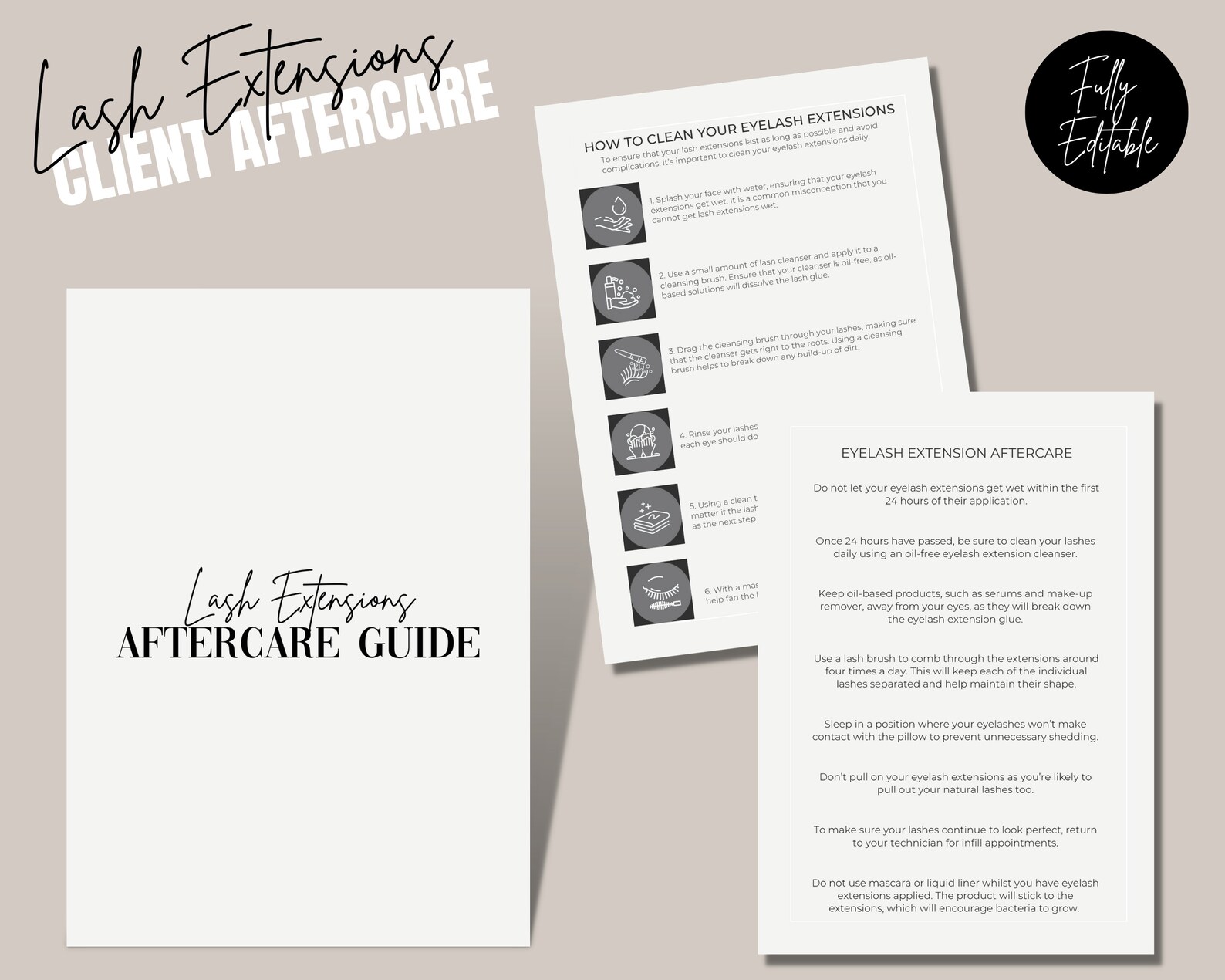Eyelash Extensions Aftercare Guide Editable Lash Forms Lash - Etsy