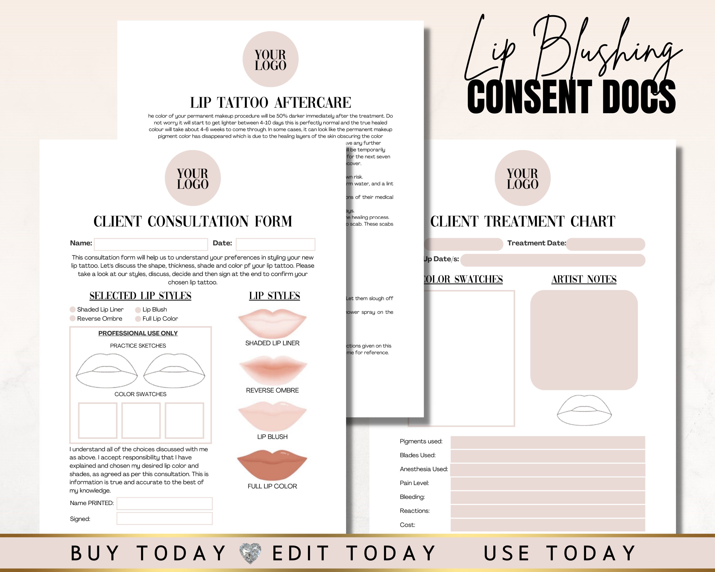 Lip Blush Forms, Cosmetic Tattoo Forms, Lip Contour, Lipstick Tattoo ...