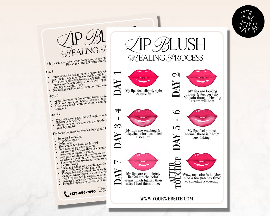 Lip Blushing Care Card, Pre Procedure Care Combo, Lip Liner Tattoo ...