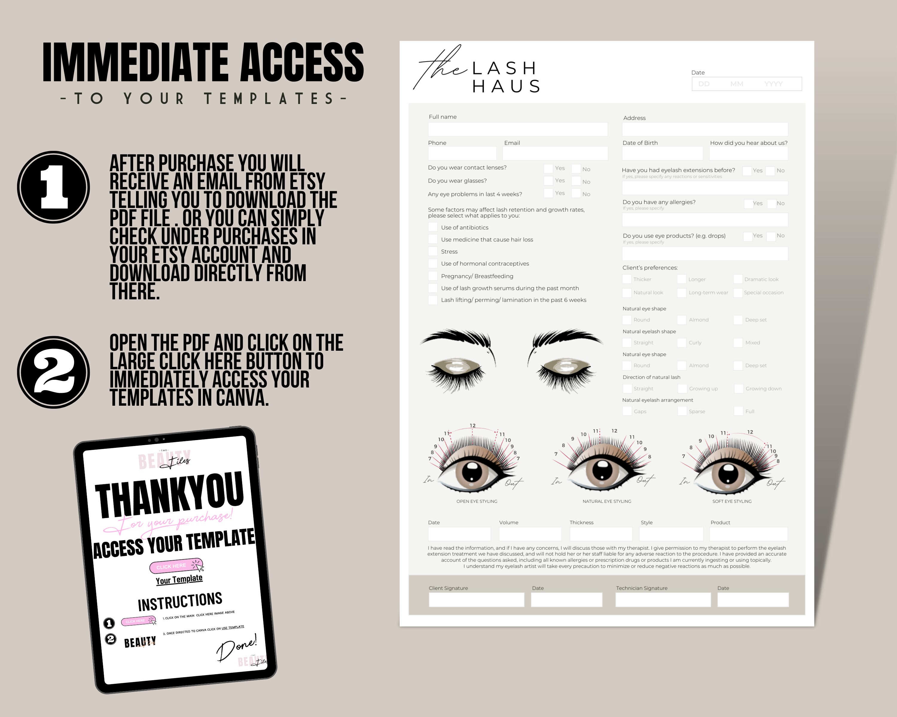 Eyelash Extensions Client Record Card, Goodnotes, Lash Forms, Lash ...