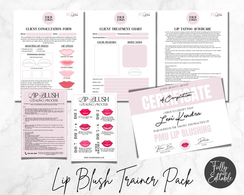 PMU Lips Training Manual, Editable for Educators, Tattoo Lip Blush, PMU ...