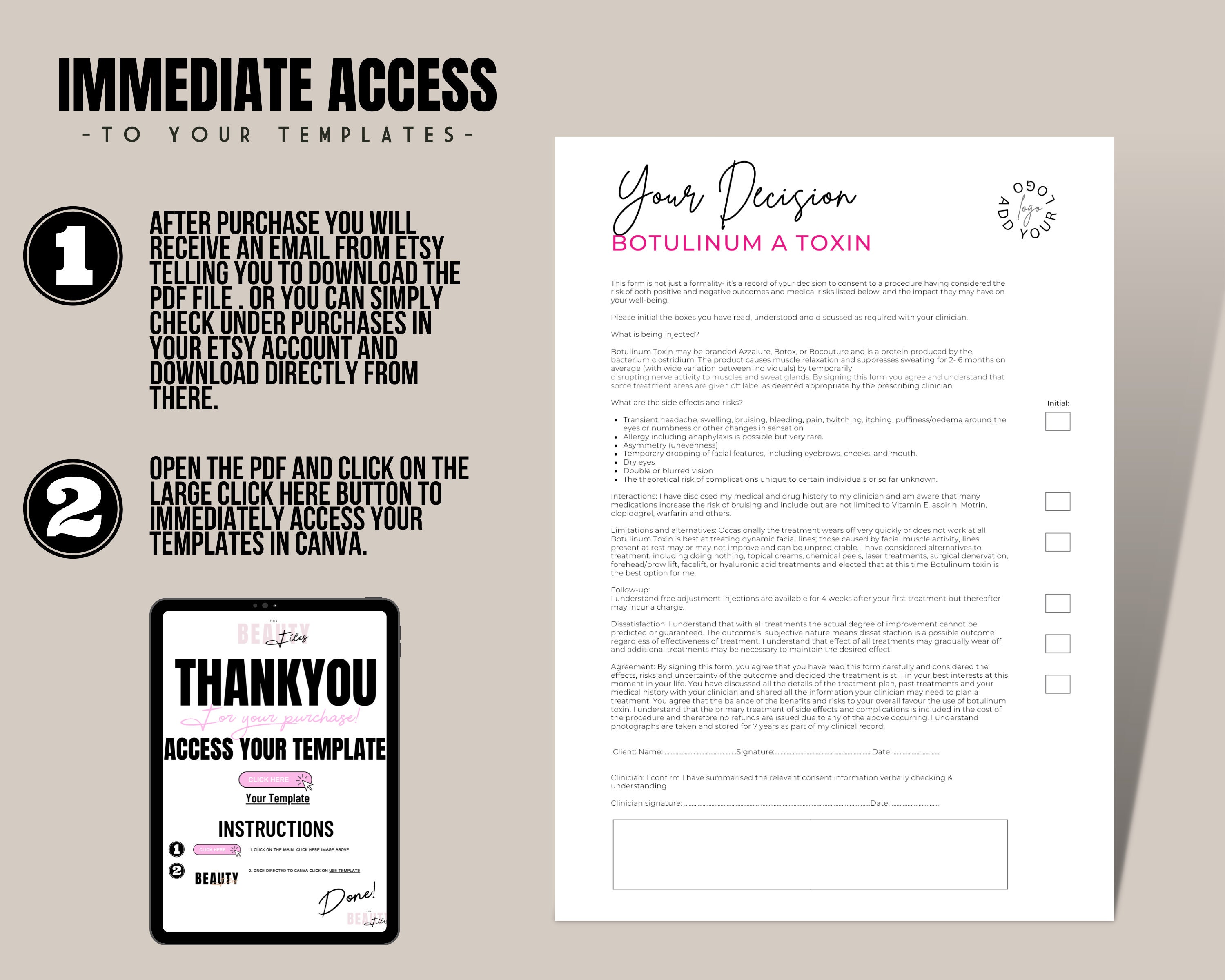 Botox Consent Form, Simple Neurotoxins Consent, Minimal Design ...