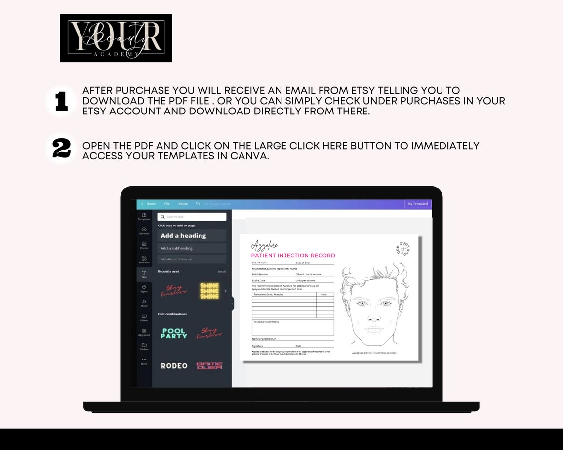 Editable Neurotoxins Patient Record, Botulinum Toxins Client Cards ...